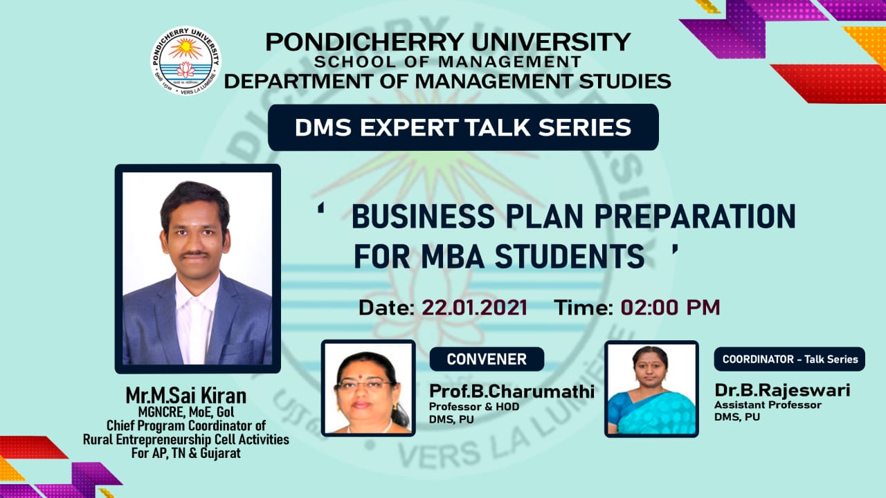 DMS Expert Talk Series – Pondicherry University