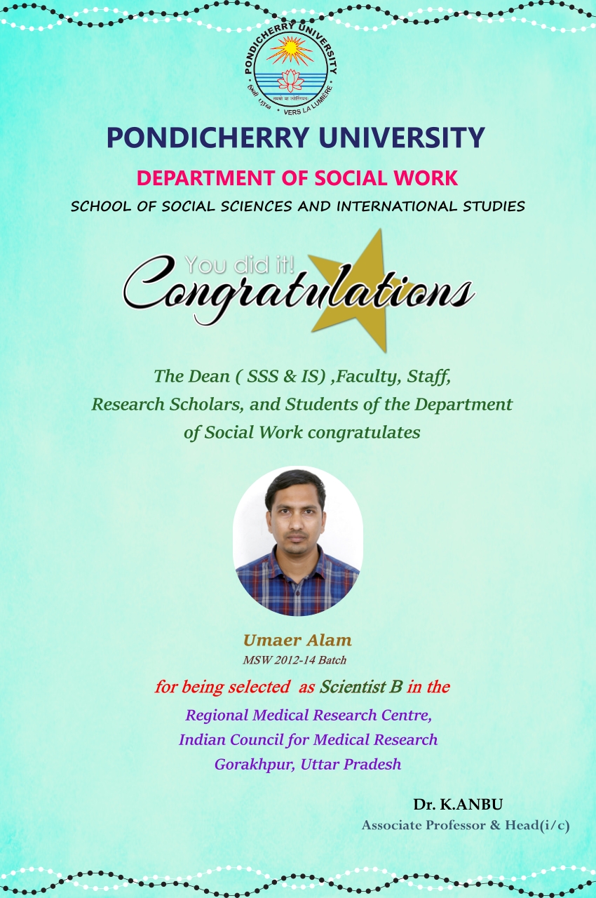 Student Achievement – Congratulations Message – Department of Social ...