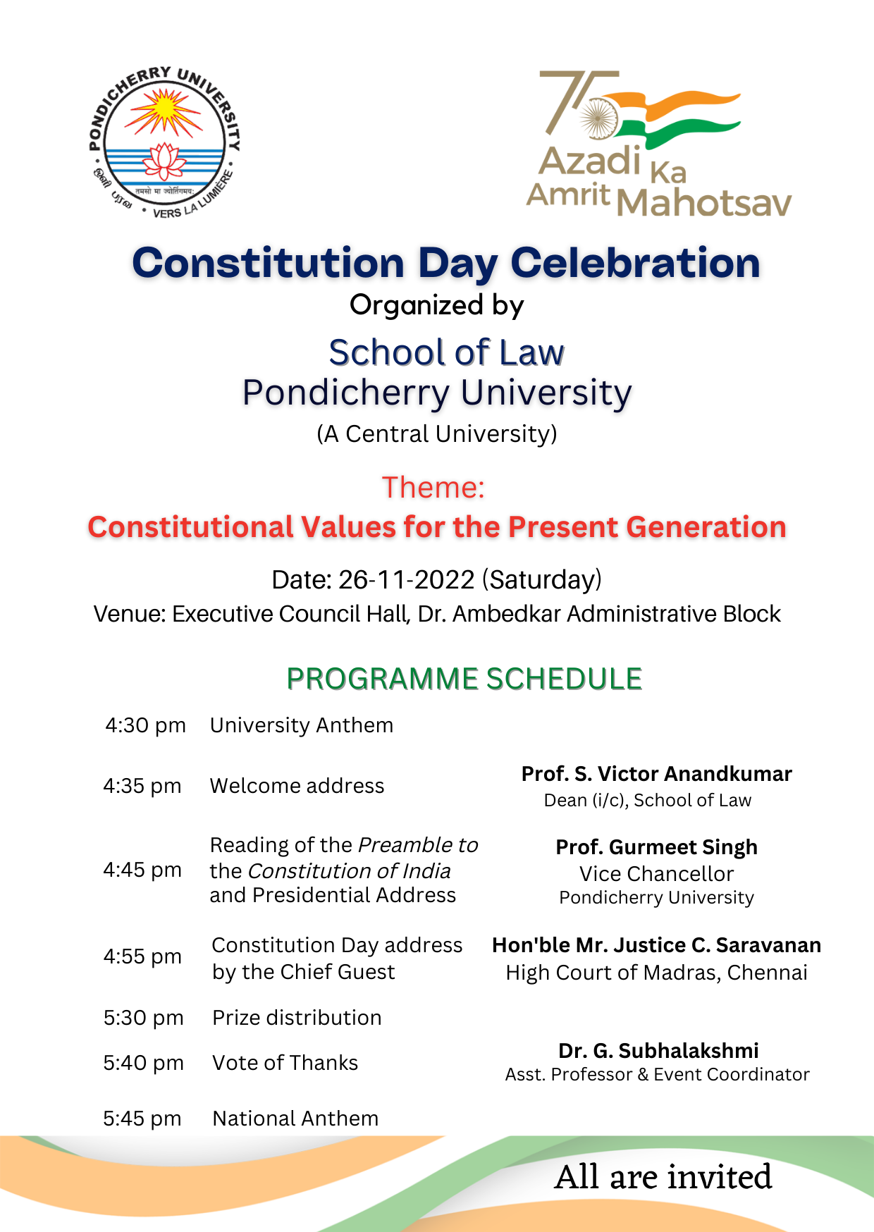 Constitution Day Celebration – School of Law – Pondicherry University