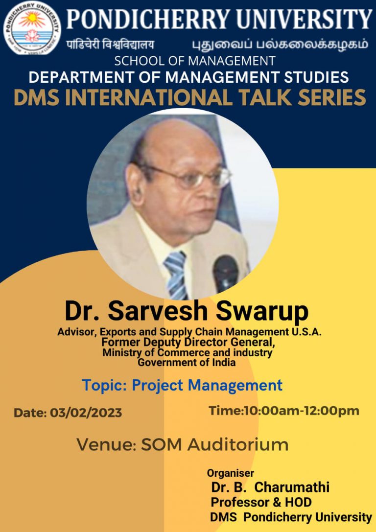 DMS International Talk Series – Pondicherry University
