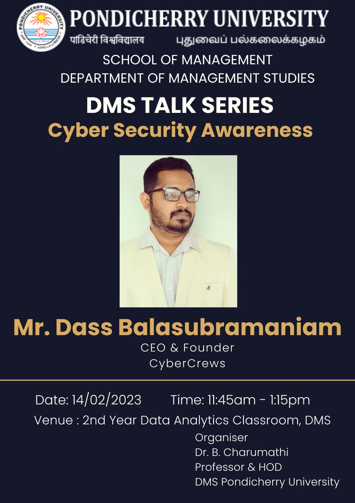 DMS Talk Series on Cyber Security Awareness – Pondicherry University