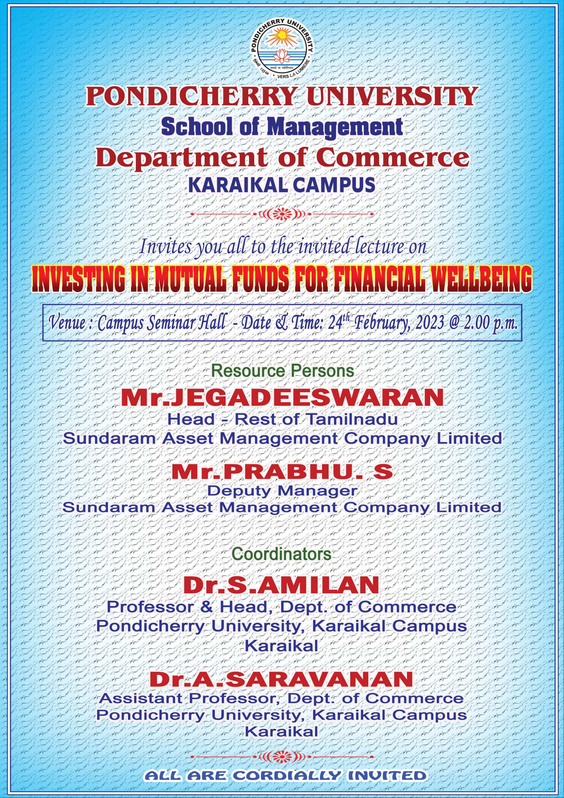 Invited Lecture on Investing in Mutual Funds for Financial Wellbeing ...