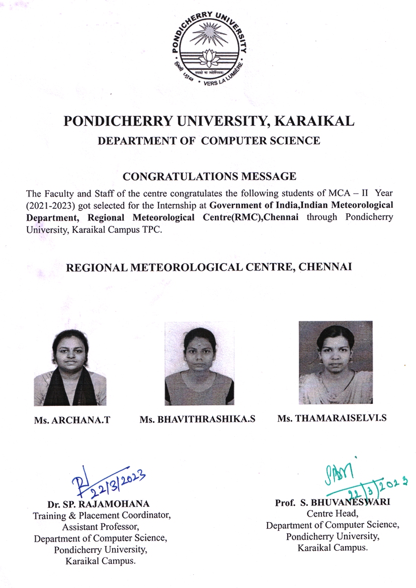 Students Achievement – Congratulations Message – Department of Computer ...