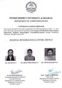 Students Achievement – Congratulations Message – Department of Computer Science, Karaikal Campus ...