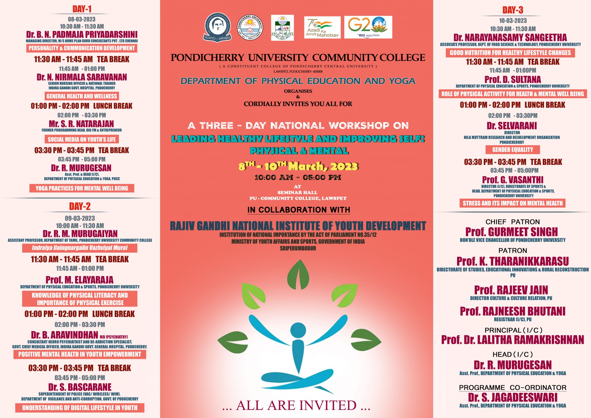 Invitation – National Workshop on Leading Healthy Lifestyle and ...