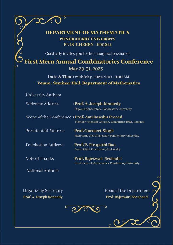 Inaugural Session of First Meru Annual Combinatorics Conference ...
