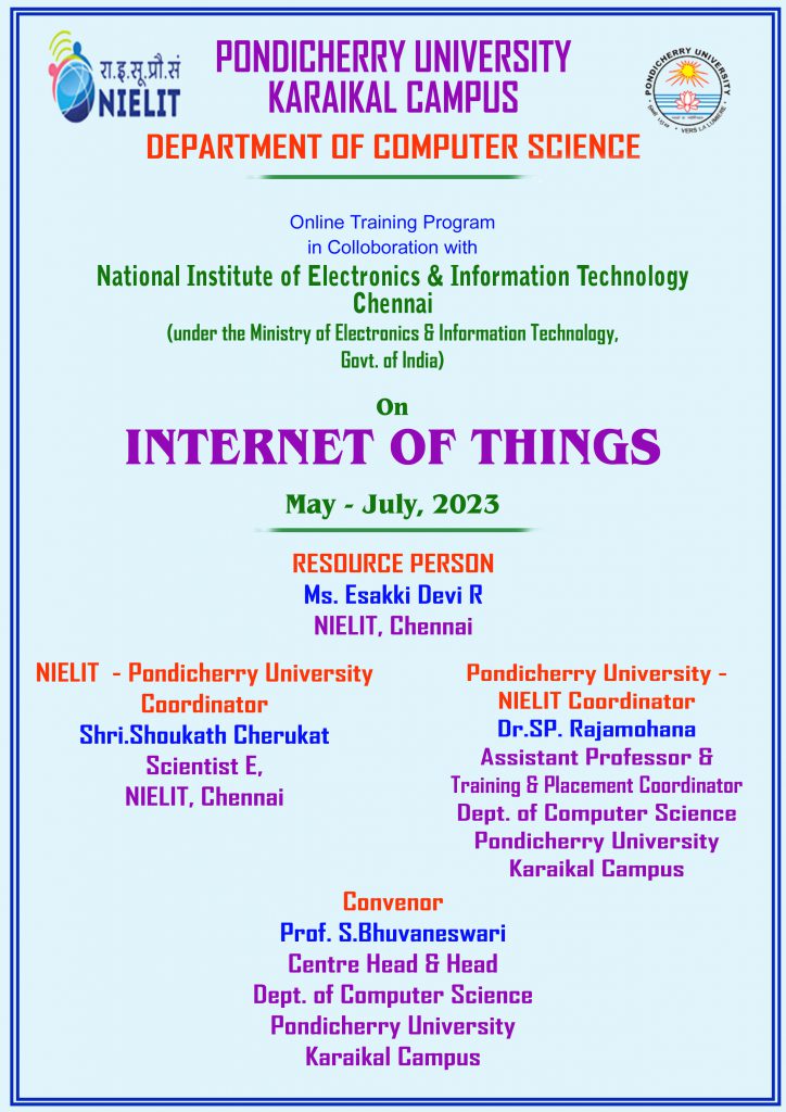 Online Training Program on Internet of Things – Department of Computer ...