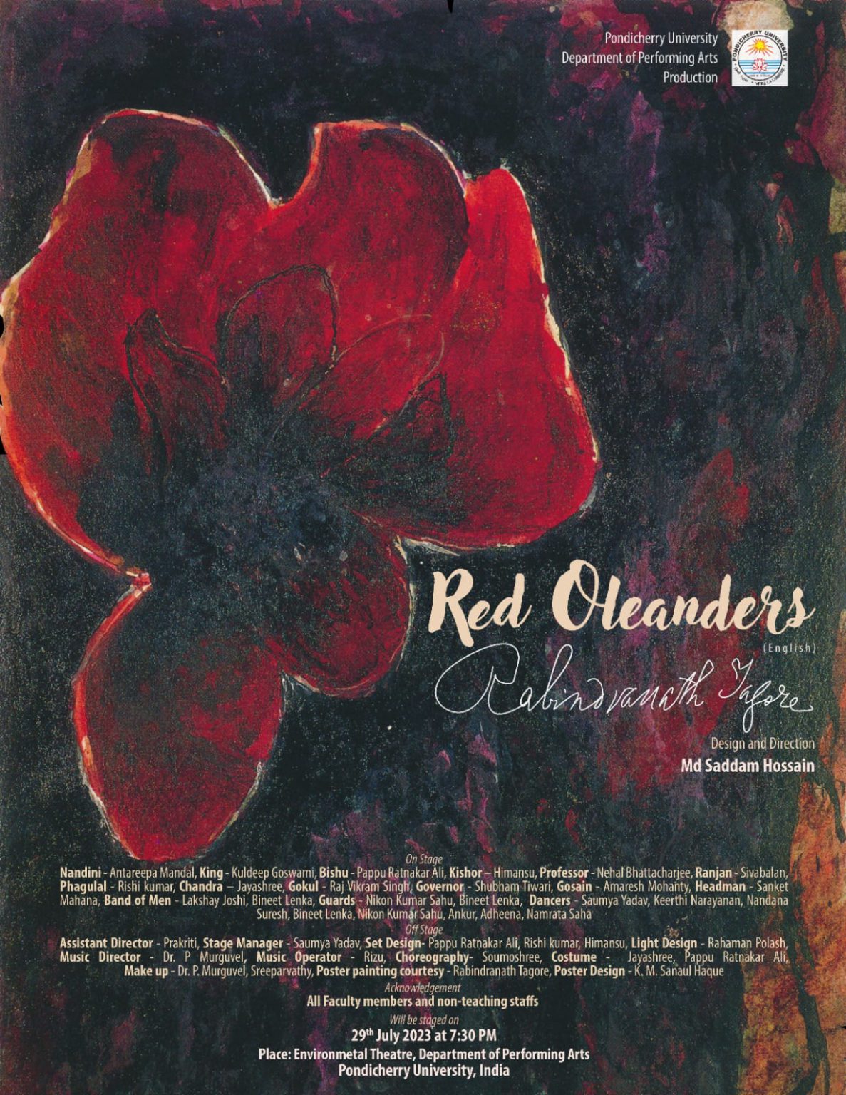 Play Performance – Rabindranath Tagore’s Play “RED OLEANDERS ...