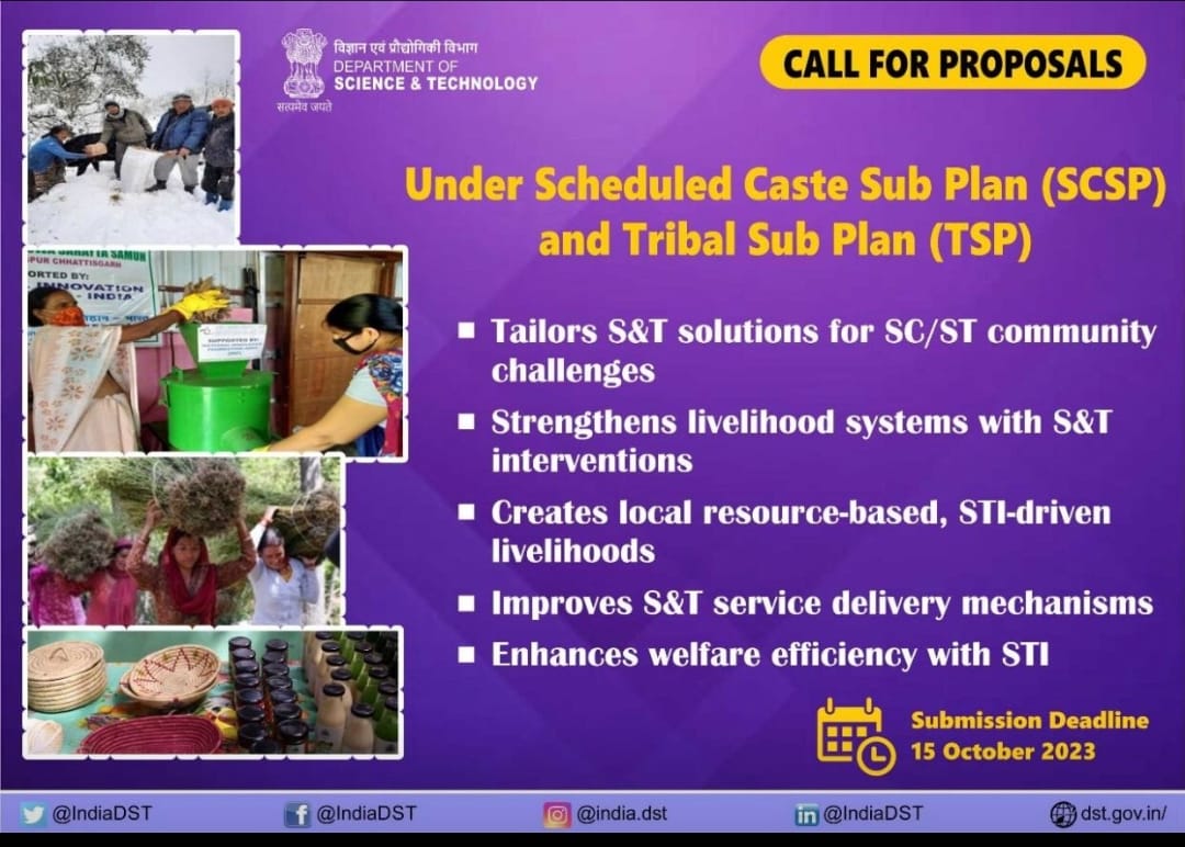 Call for Research Proposal under Scheduled Caste Sub Plan (SCSP) and ...