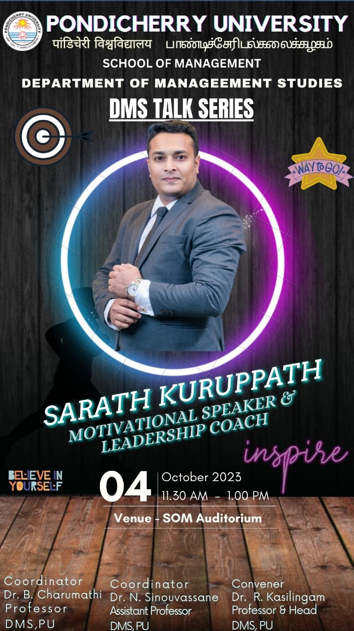 DMS Talk Series on 04.10.2023 – Pondicherry University