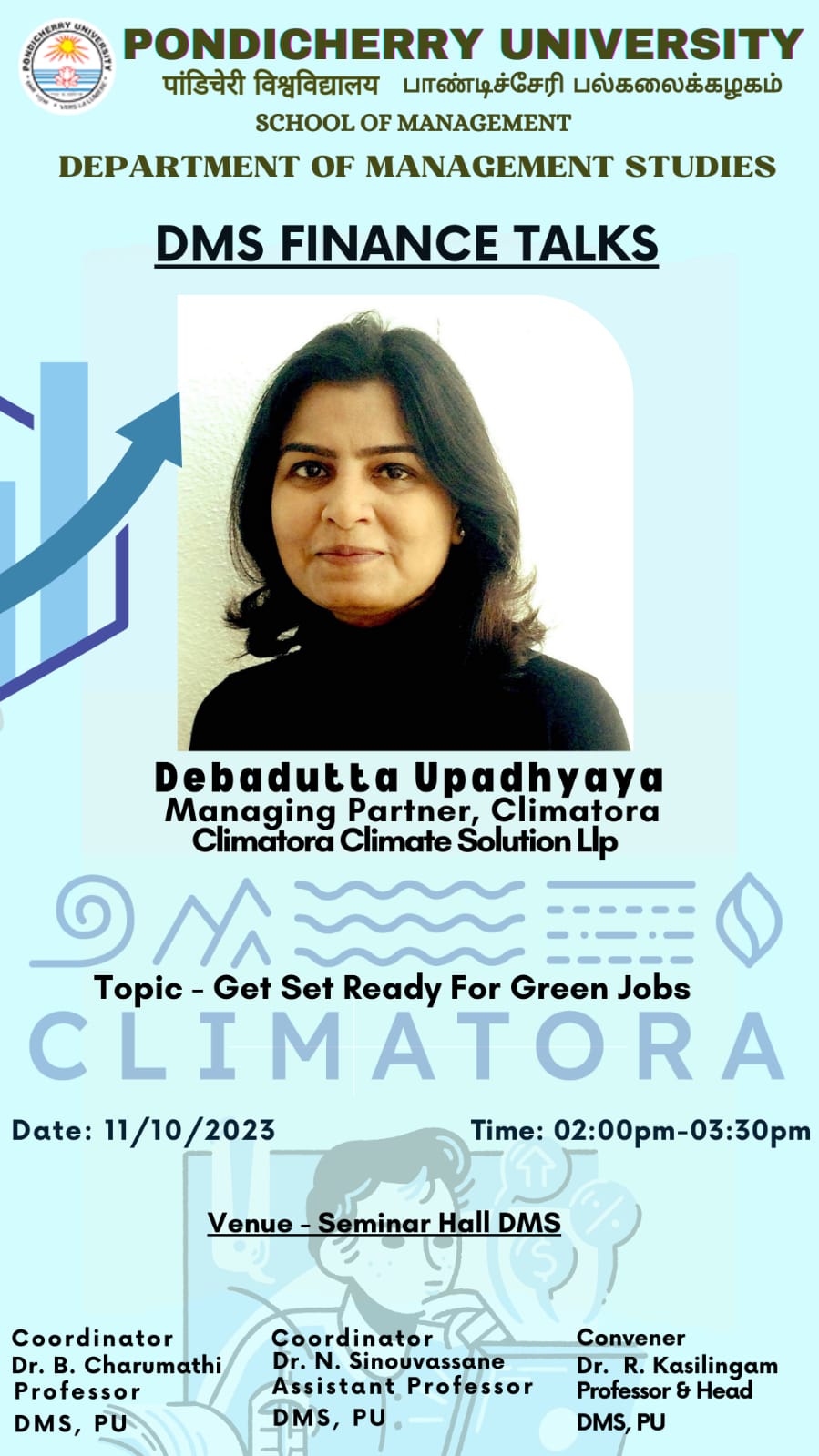 DMS Finance Talks on Get Set Ready for Green Jobs – Pondicherry University
