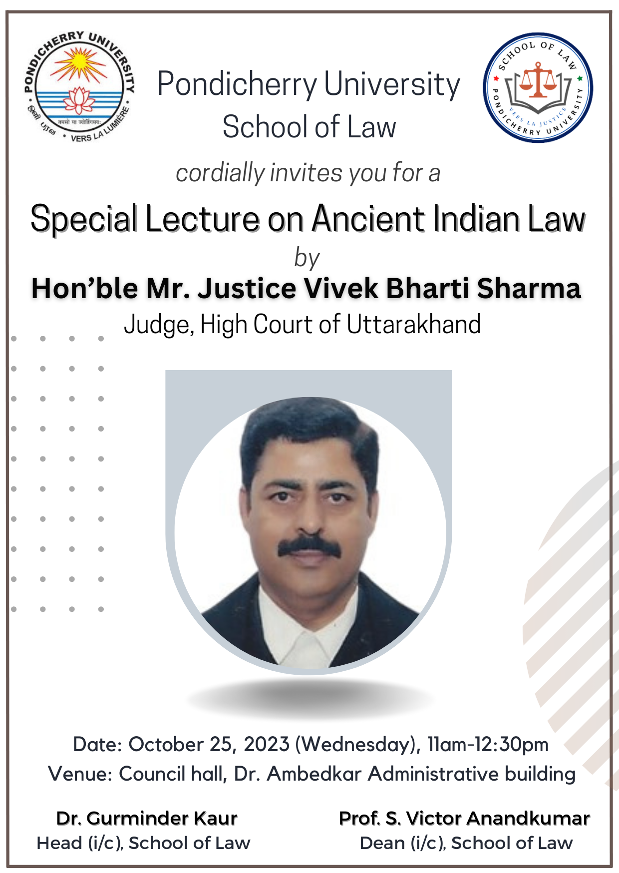 Special Lecture on Ancient Indian Law – School of Law – Pondicherry ...