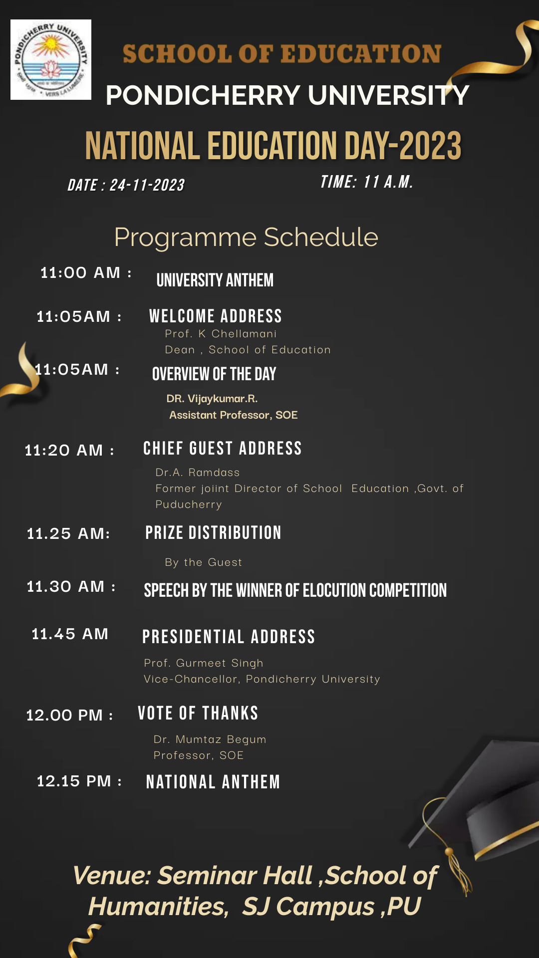 National Education Day-2023 – School of Education – Pondicherry University