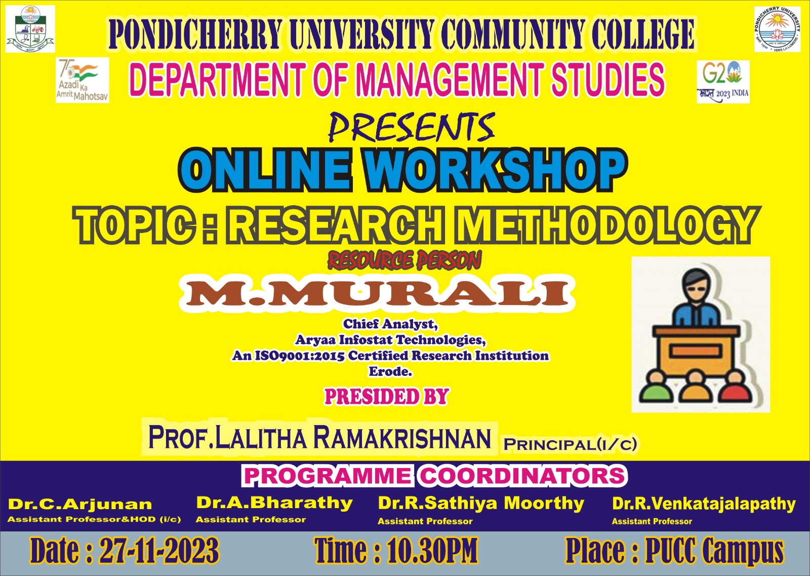 Workshop on Research Methodology – PUCC, Lawspet – Pondicherry University