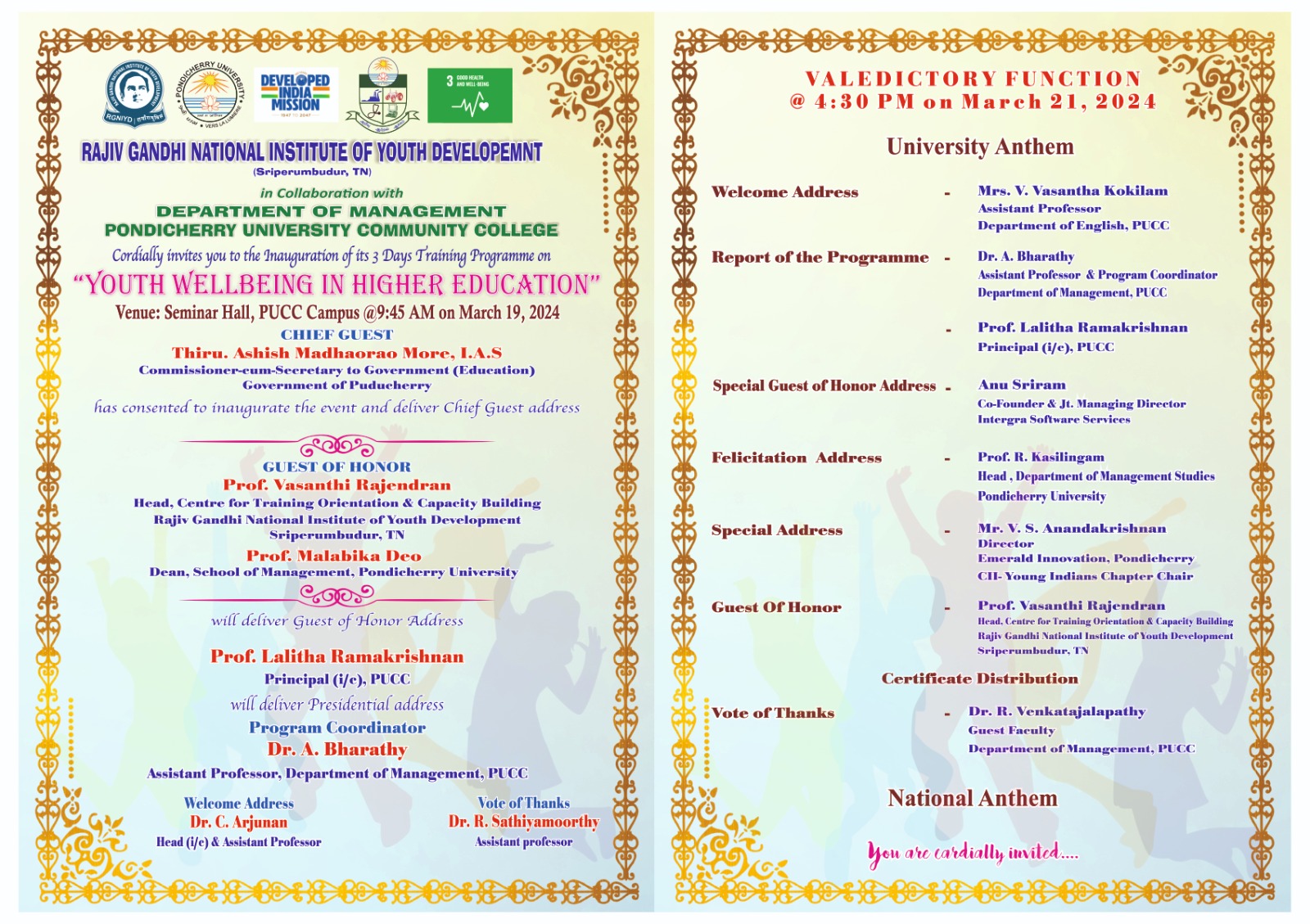 Invitation – Training Programme on Youth Wellbeing in Higher Education ...