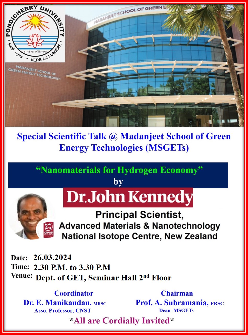 Revised – Special Scientific Talk on “Nanomaterials for Hydrogen ...