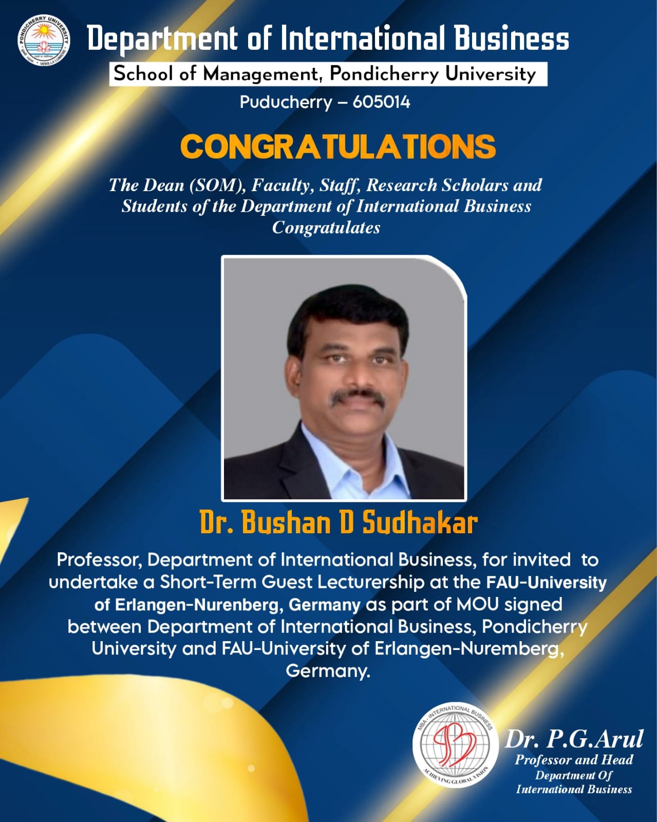 Congratulations Message – Department of International Business ...