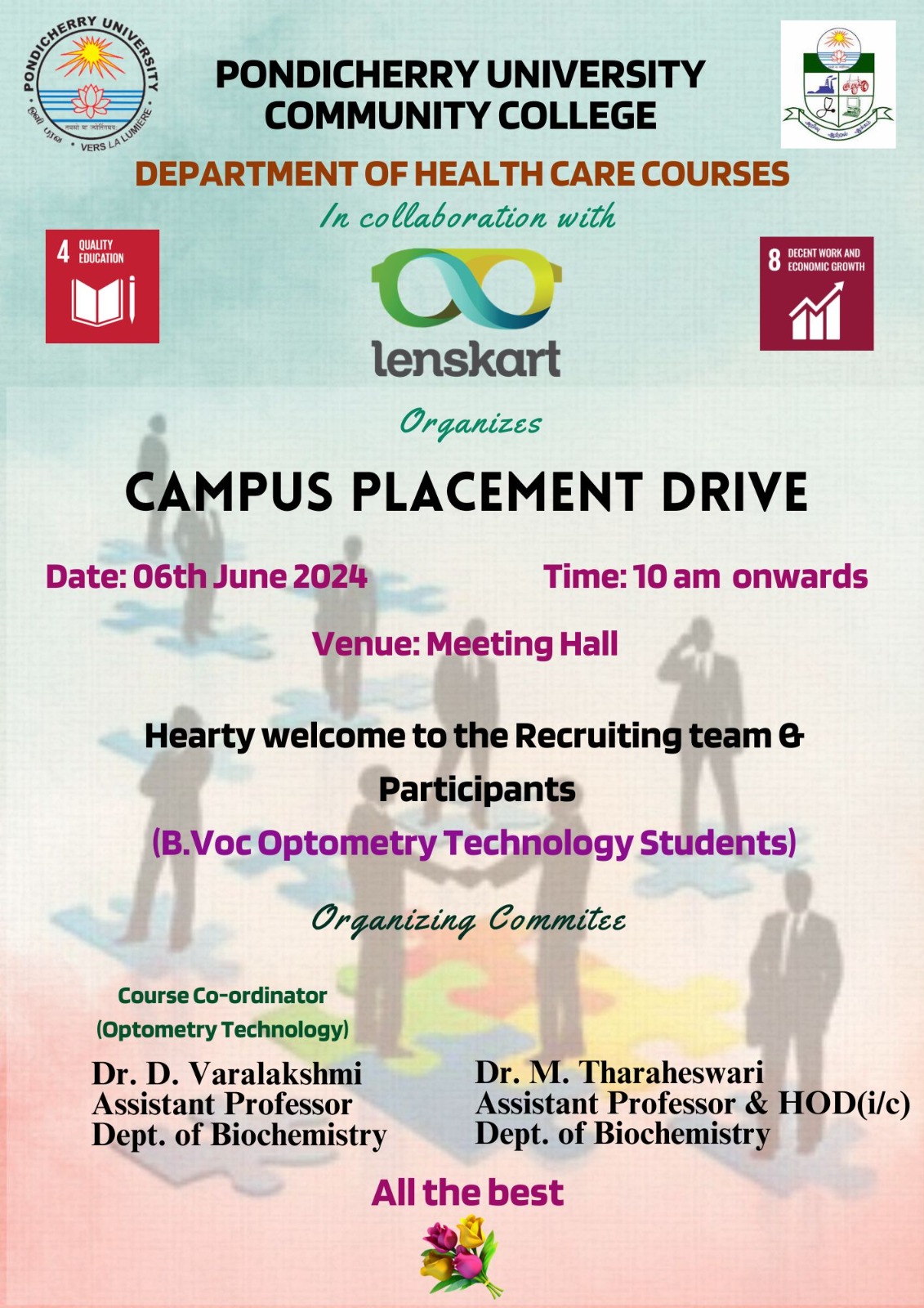 Campus Placement Drive – PUCC, Lawspet – Pondicherry University