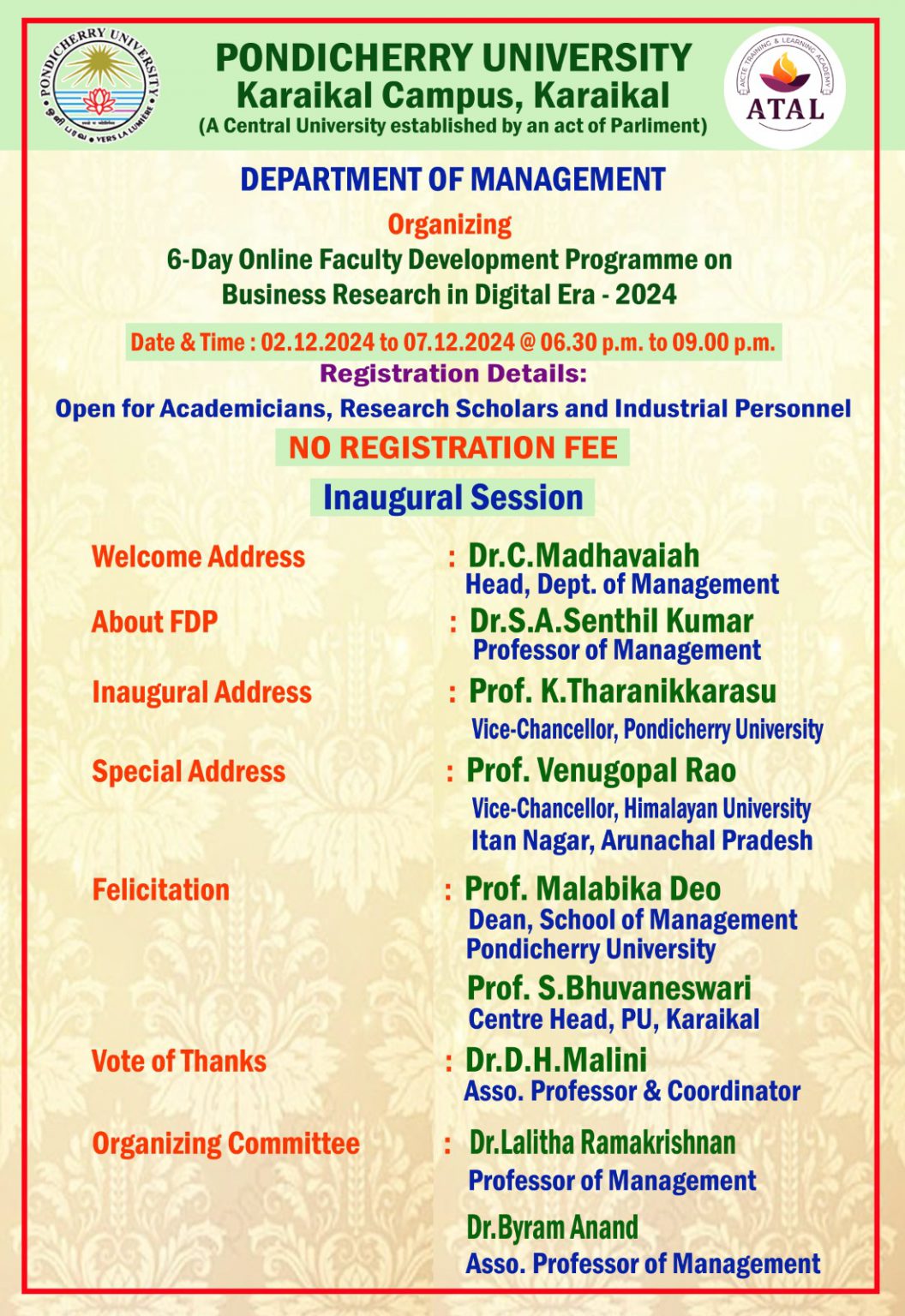 Online Faculty Development Programme on Business Research in Digital ...