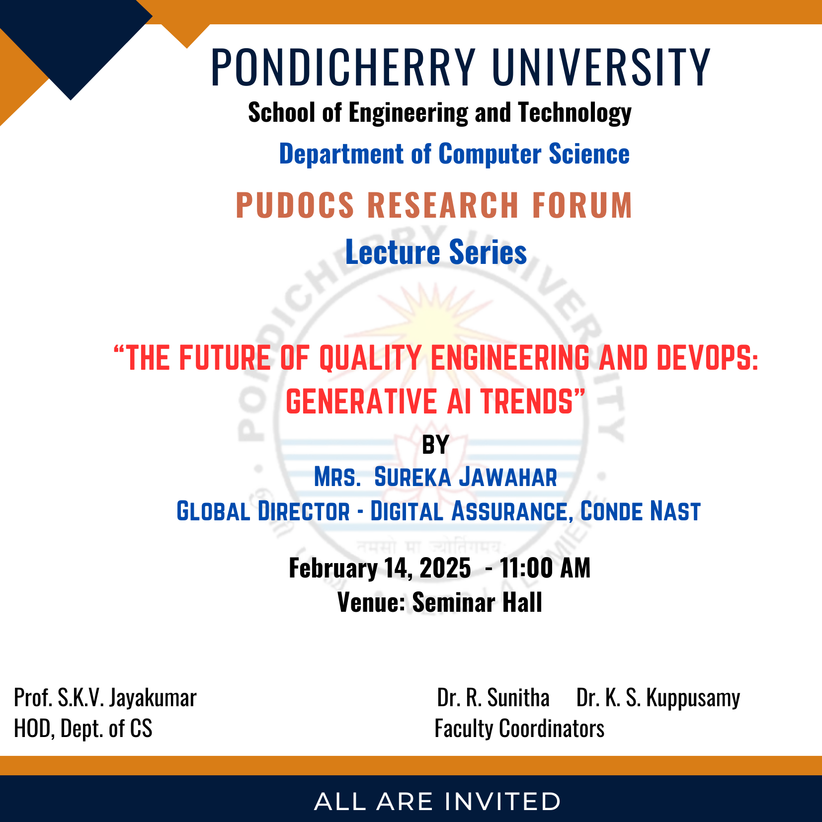 Lecture Series on “The Future of Quality Engineering and Devops: Generative AI Trends ...