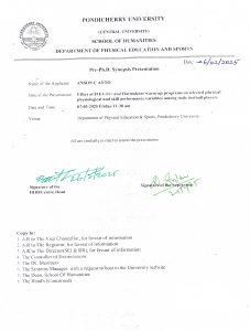 Pre-Ph.D. Synopsis Presentation notification of Mr. Anson C Anto on 07. ...