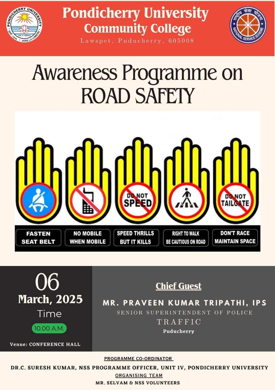 Awareness Programme on Road Safety – PUCC, Lawspet – Pondicherry University