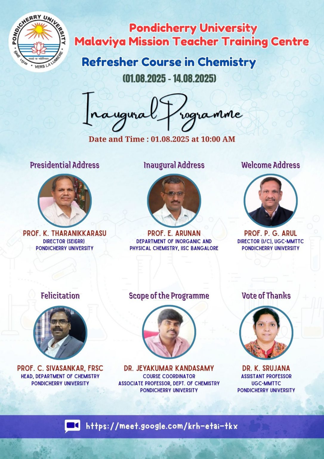 Inaugural Programme – Refresher Course in Chemistry – UGC-Malaviya ...