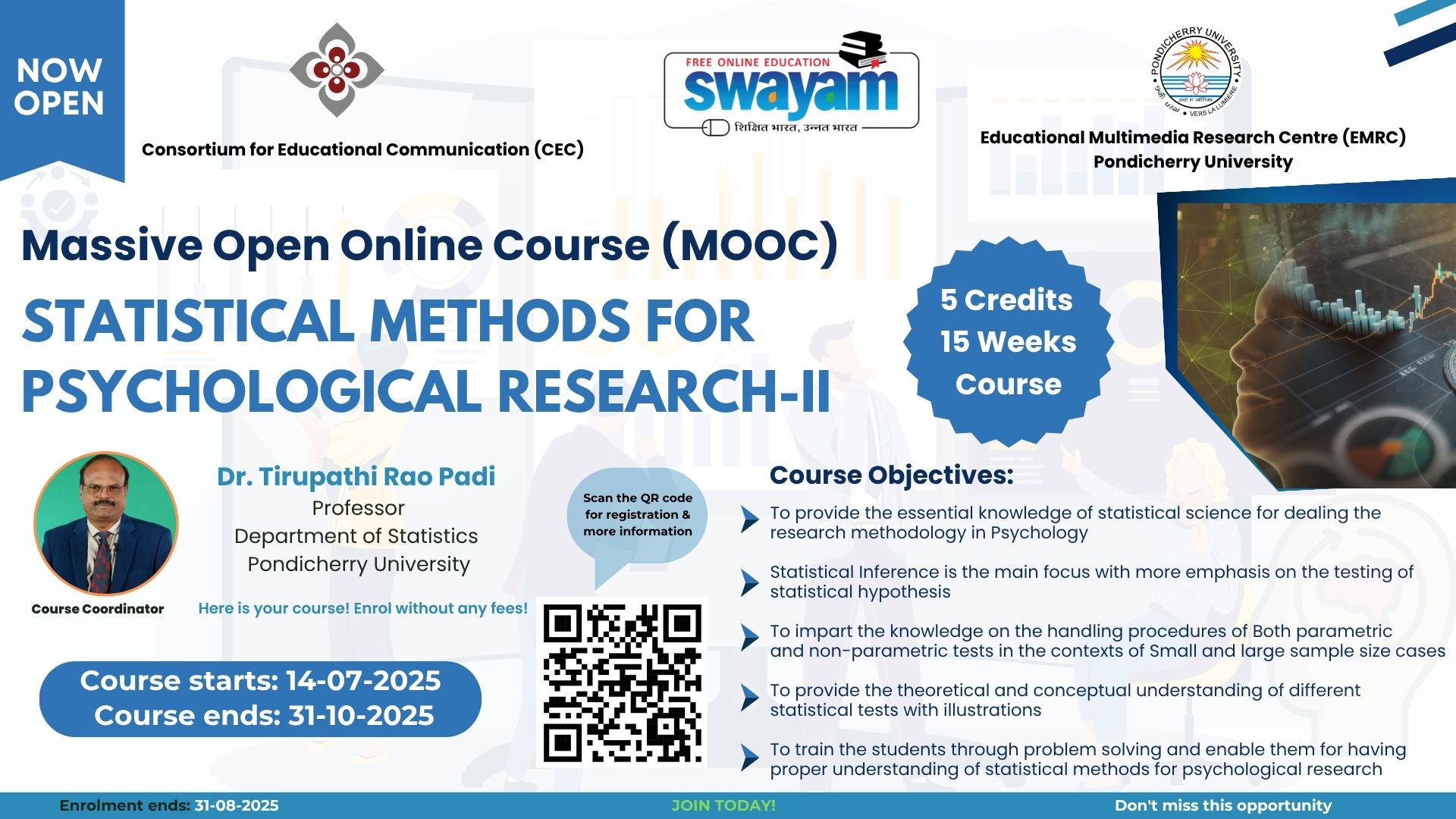 Enrolment opens for SWAYAM MOOC on Statistical Methods for ...