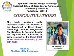 Congratulations Message – Department of Green Energy Technology ...