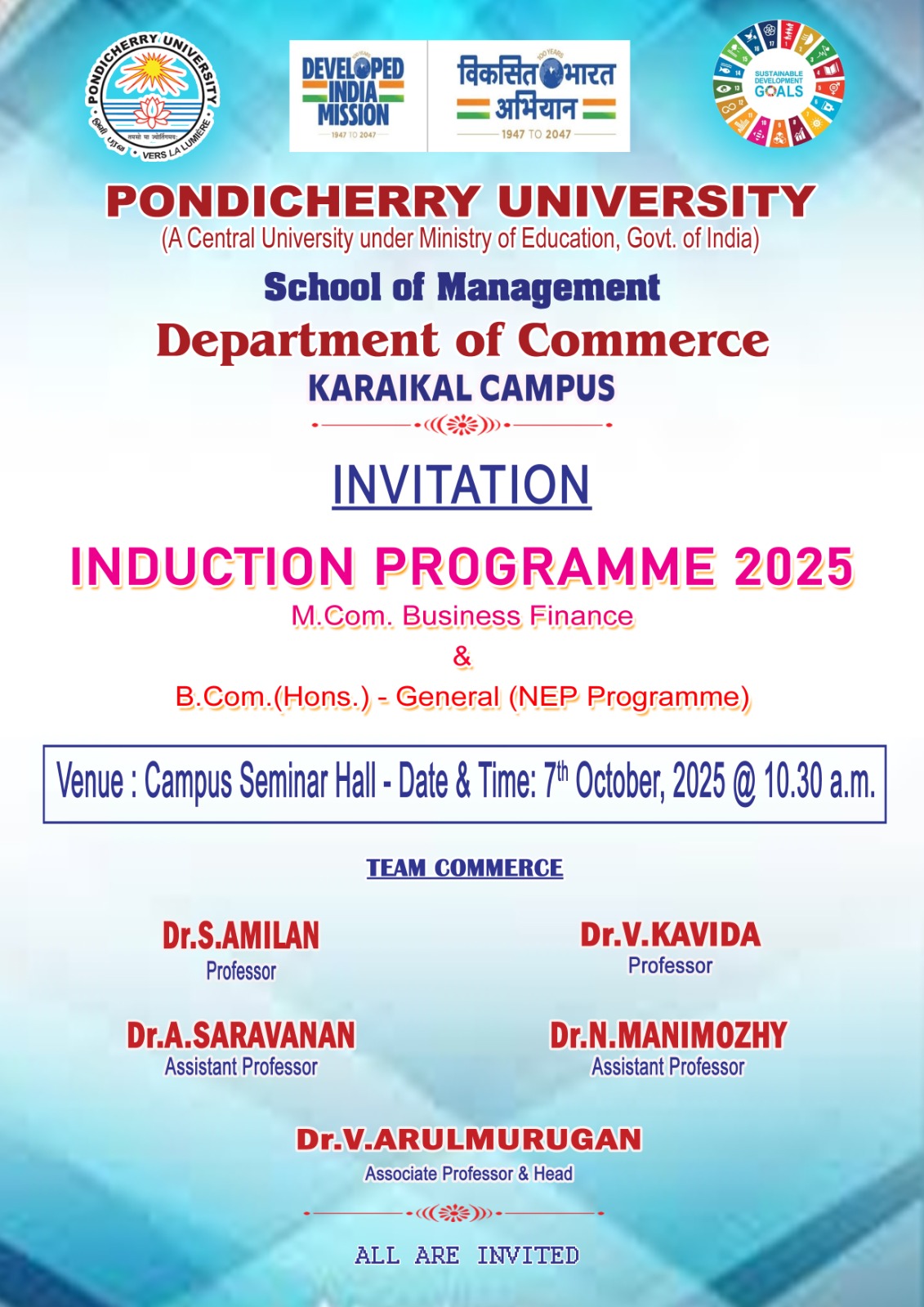 Invitation – Induction Programme 2025 – Department of Commerce ...