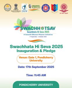 Swachhata Hi Seva 2025 – Inauguration & Pledge – Pondicherry University
