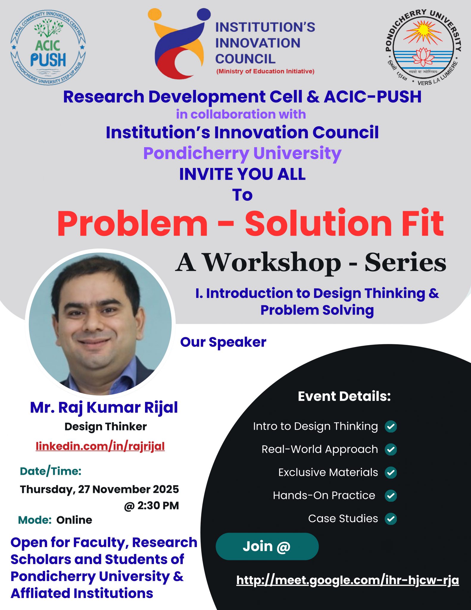“Problem – Solution Fit” – a Workshop-Series on ‘Introduction to Design ...