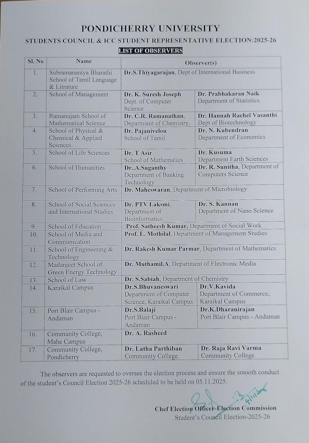 List of Observers – Students Council & ICC Student Representative ...